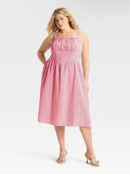 wild fable | Dresses | Wild Fable Red White Gingham Midi Dress Xl ...